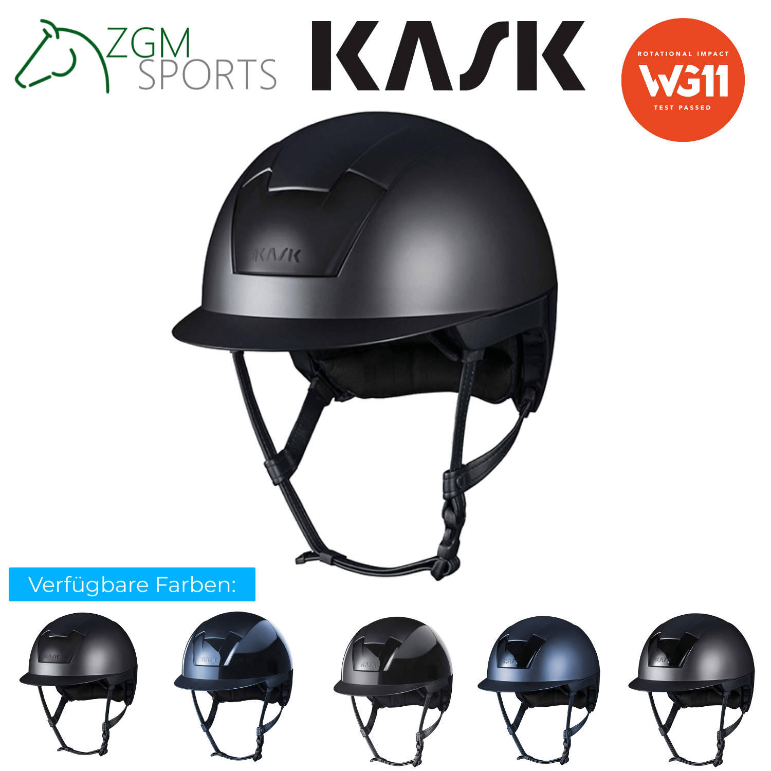 Kask Reithelm VK Kooki mit Inlay | glänzend | schwarz | 56 | 912190.26